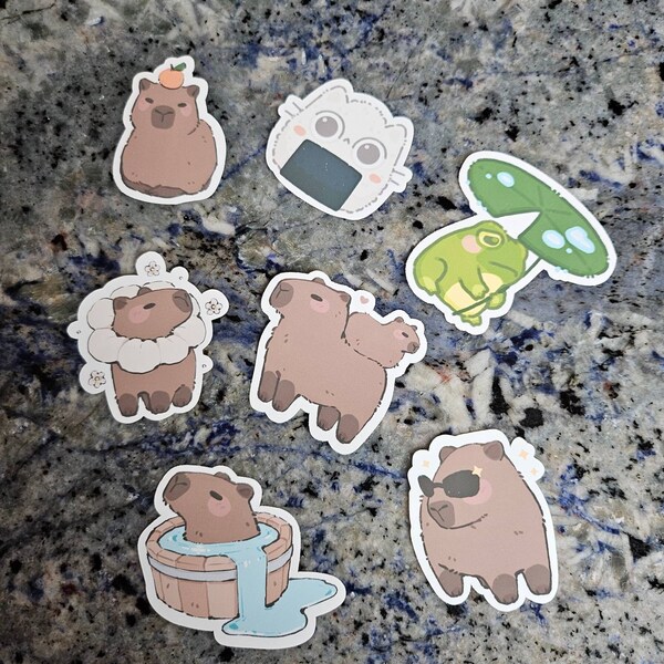 Cute Capybara Sticker Set | Cute Capybaras Sticker Pack Waterproof ...