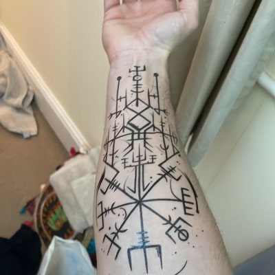 Vegvisir viking Compass, Valknut and Wolf Temporary Tattoo Norse ...