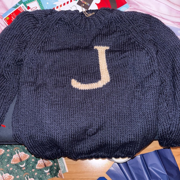Monogram Weasley Jumper Letter Magic Gift Handmade Custom Wool Sweater ...