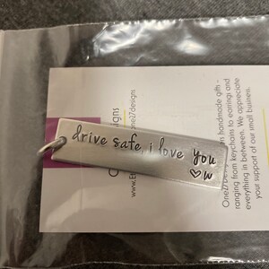 Drive Safe I Love You With Initials Customizable Hand Stamped | Etsy