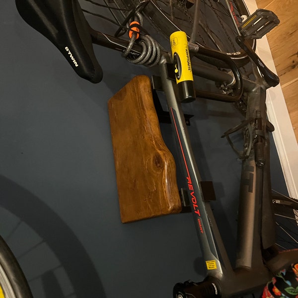 Bike Wall Mount Rack | Oak Shelf + Grey Gallows Style Bicycle Brackets ...