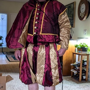 Elizabethan Renaissance Shakespearean Doublet Slops/breeches Hat Red ...