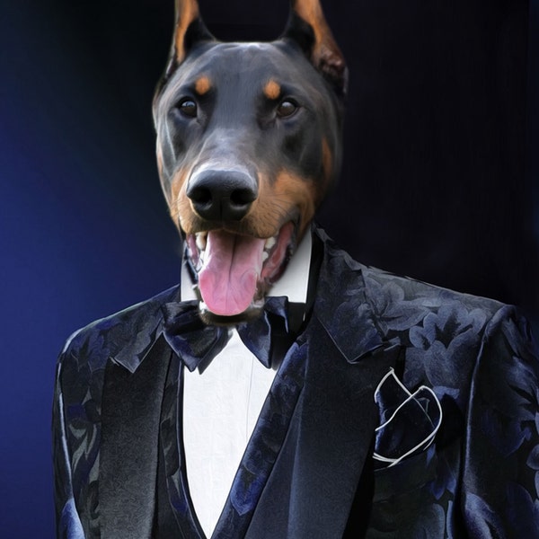 Custom Pet Portrait in Suit . Custom Animal Portrait in Suit . Custom ...