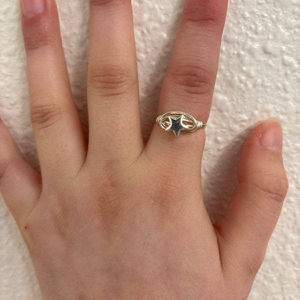 Hematite Star Ring: Silver-plated Wire, Stackable Jewelry - Etsy