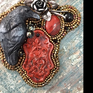 Raven Brooch Raven Jewelry Black Raven Gothic Brooch Black Crow Bird ...