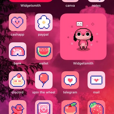 63 App Icon Pack / Pink Party / Wallpapers & Widgets / Pixel / Ios App ...