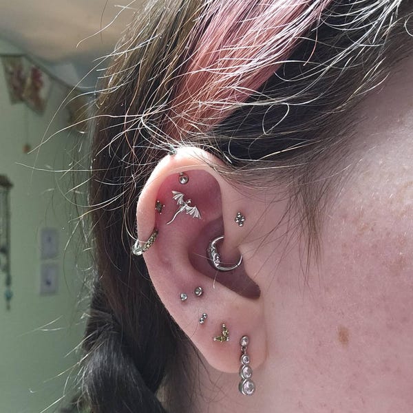 18G Hummingbird Cartilage Hoop Earring • Upper Helix Earring • Lower ...