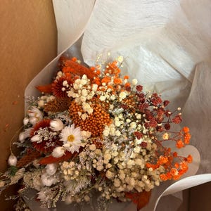 Boho Burnt Orange Dried Flower Bouquet, Burnt Orange Wedding Flowers ...
