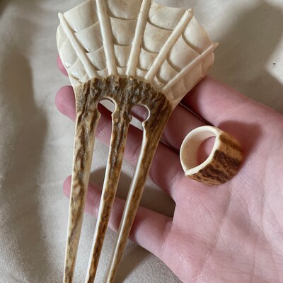 Antler Ring, Natural Whitetail Deer Antler Ring, Bone Ring Size 9 - Etsy