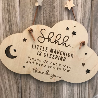 Shhh Baby Sleeping Sign Moon and Stars Do Not Disturb - Etsy