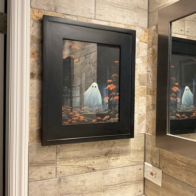 Ghost Looking Out a Window During Fall, Spooky Ghost Print, Halloween ...