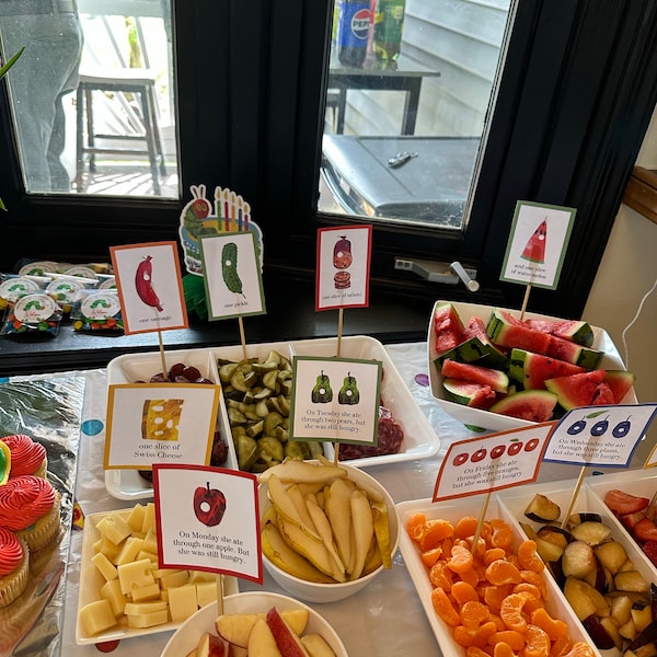 Very Hungry Caterpillar - Food Tags - Food Labels - Birthday Party ...