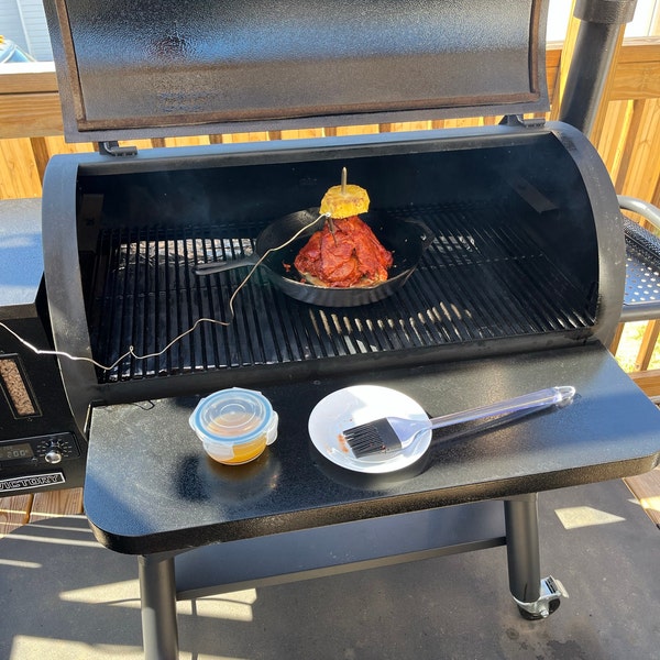 The Cowboy Spike - Vertical BBQ Skewer, Threaded Stainless Steel Plate ...