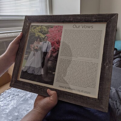 Framed Wedding Vows, Custom Framed Wedding Vows With Photo Print ...