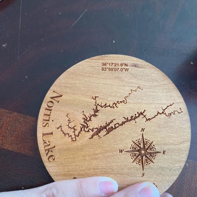 Custom Epoxy Lake Map Wood Circle Coasters ANY LAKE Sets of 4, 6, 8, 12 ...