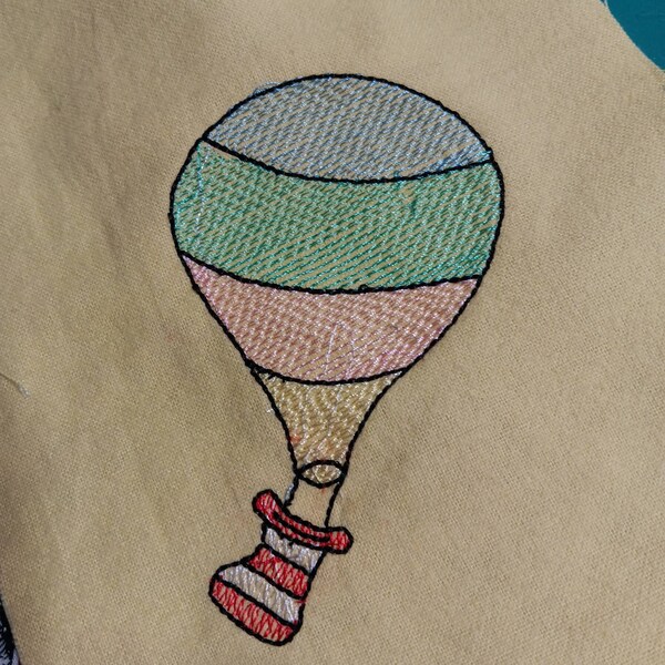 Hot Air Balloon With Striped Hat Bucket Sketch Stitch Machine ...