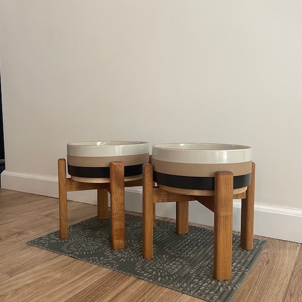 Custom Modern Elevated Dog Bowl Stand Mid-century Feeding Stand Options ...