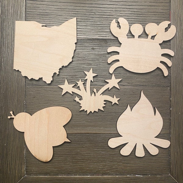 Firework Unfinished Wood Cutout Shape - Laser Cut DIY Craft Bulk ...