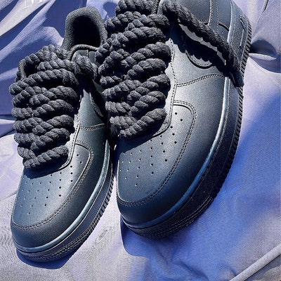 Matte Black Rope Lace AF1 Custom - Etsy