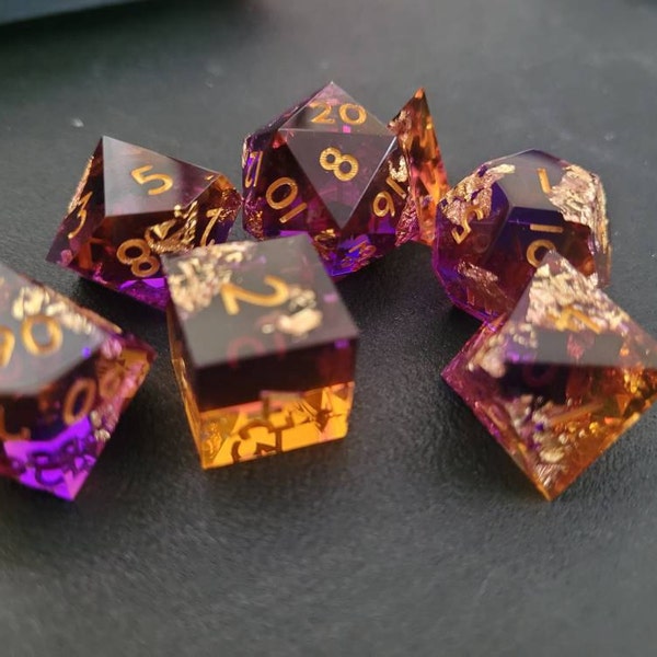 Eternal Sunset - Holographic Handmade Resin Sharp Edge Dice Set for Dnd ...