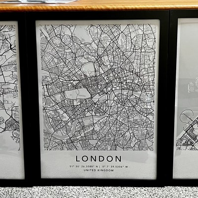 Personalized Set of 3 Any City Map Prints Custom Locations Home Town ...