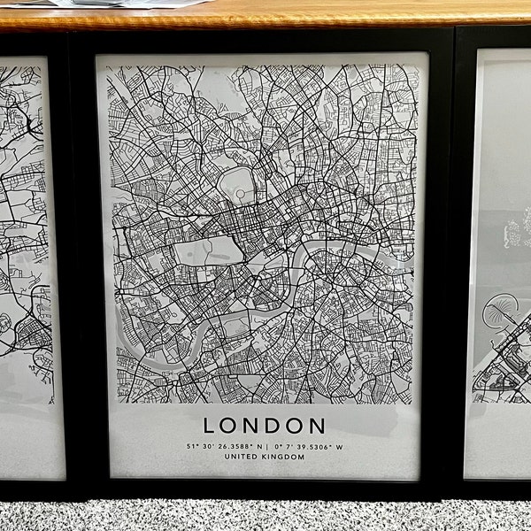 Personalized Set of 3 Any City Map Prints Custom Locations Home Town ...