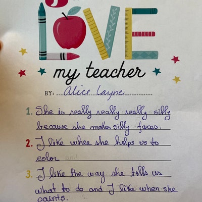 Why I Love My Teacher Printable, I Love Having You as My Teacher Gift ...