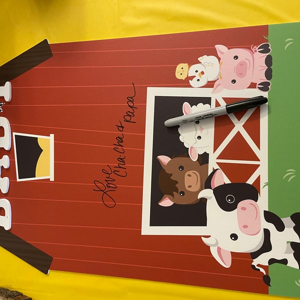 Farm Animals - Barn Guest Book Sign - Barnyard Baby Shower or Birthday ...