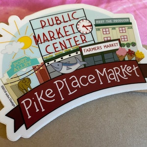 Pike Place Market Vinyl Sticker, Seattle Travel Souvenir - Etsy