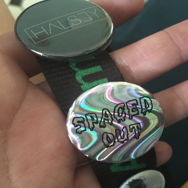 Spaced Out Holographic Pin, Psychedelic Button, Pinback Button ...