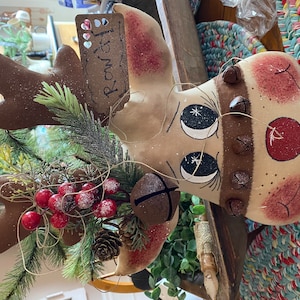 Primitive Reindeer Pattern North Pole Welcome Christmas - Etsy