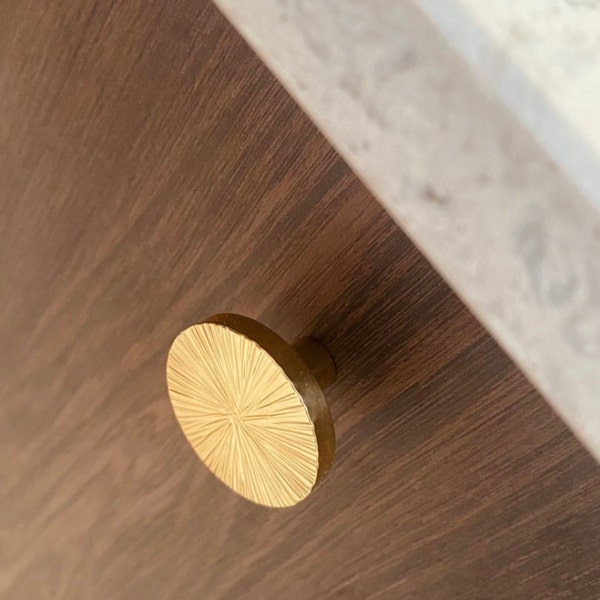 Hammered Solid Brass Round Knobs, Round Cabinet Knobs, Modern Drawer Knob Handles, Furniture ...