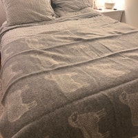 Pure Wool Throw Grey Beige Natural Black Stripe Blanket - Etsy