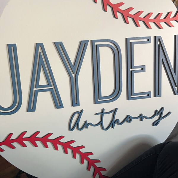 Baseball Nursery Name Sign, Round Name Sign, Sports Nursery, Boy Name ...