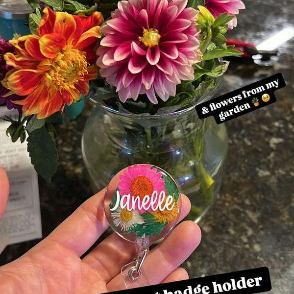 Real Flower Badge Reel for Nurse Gift for Doctor Custom Name Badge Reel ...