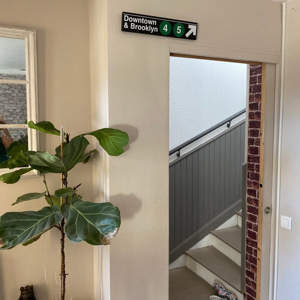 Downtown & Brooklyn 4-5 Trains - New York City Subway Sign - Wood Sign ...