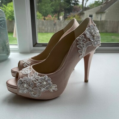 Hebe Ivory Pumps, Satin Wedding Shoes, Satin Bridal Shoe, Satin Evening ...