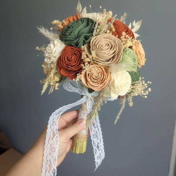Wedding Bouquet, Bridal Bouquet, Sola Flower, Wedding Flower, Wooden ...