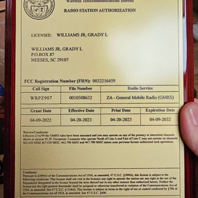 Laser Engraved FCC GMRS License Plaque for General Mobile - Etsy