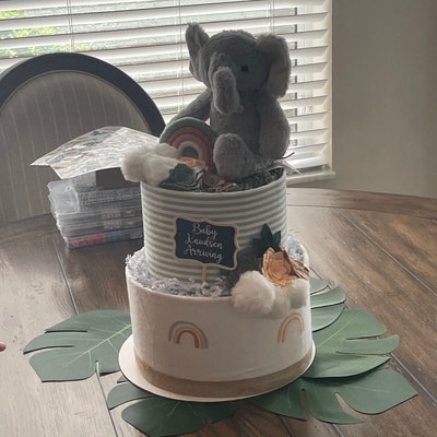 Astronaut Rocket Ship, Stars and Clouds in Outer Space Diaper Cake ...