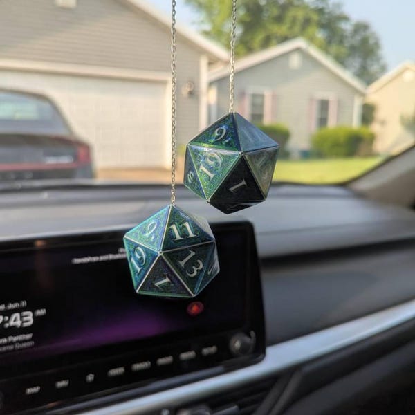 D20 Car Dice [2" Purple and Gold Holographic - "royal Gold"] - Hanging ...
