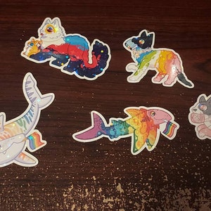 Aceflux Pride Stickers Shark, Dog, Cat Designs Holographic Sticker for ...