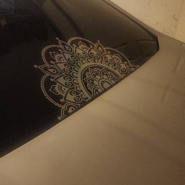 Mandala Car Decal | Holographic Mandala Sticker | Half Mandala ...