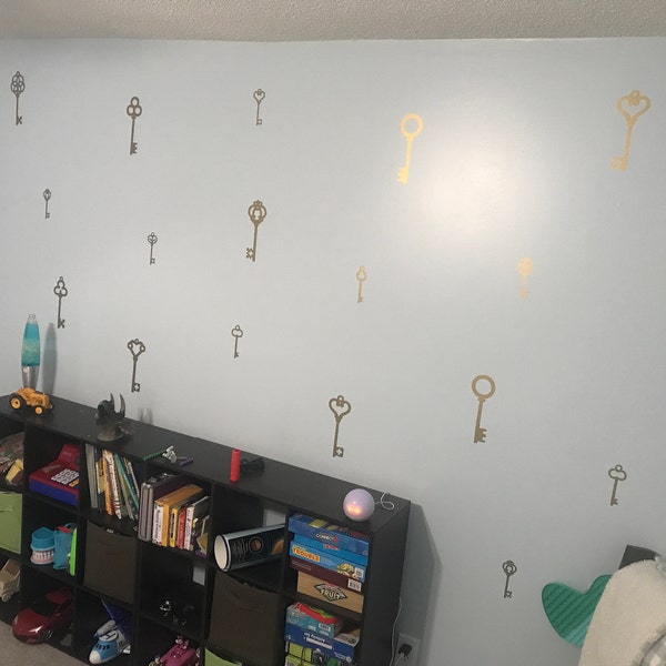 Key Wall Decals, Set of 10, Stickers, Skeleton Keys, Apple Key, Vintage ...