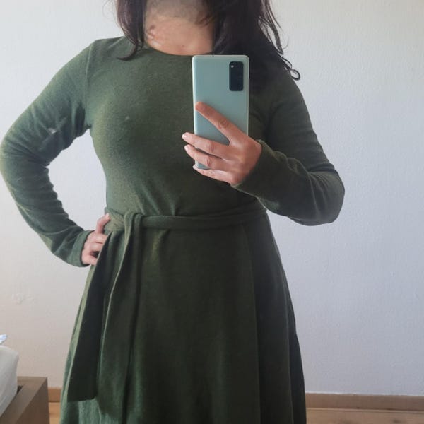 A-line Eco Wool Dress | Long Dress | Natural Wool Dress | Elegant Dress ...