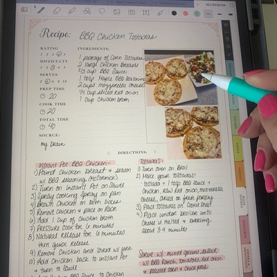 Digital Recipe Book for iPad Goodnotes Recipes Ipad, Digital Meal ...