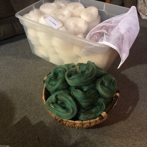 4 Ozs Seacell Fiber, Cellulose, Combed Top, Roving, Spinning Fiber ...