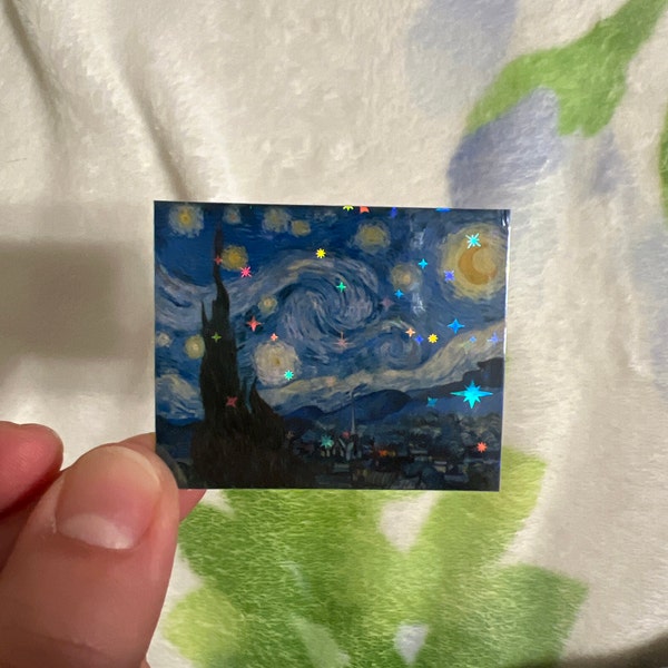 Holographic Starry Night Sticker, Waterproof Vinyl Sticker, Fine Art by ...