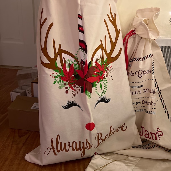 Personalized Santa Sack, Canvas Santa Sack for Kids, Santa Sack ...