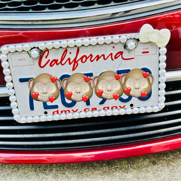 3D Pearl License Plate Frame Hand Made in America Holder Anti Theft ...